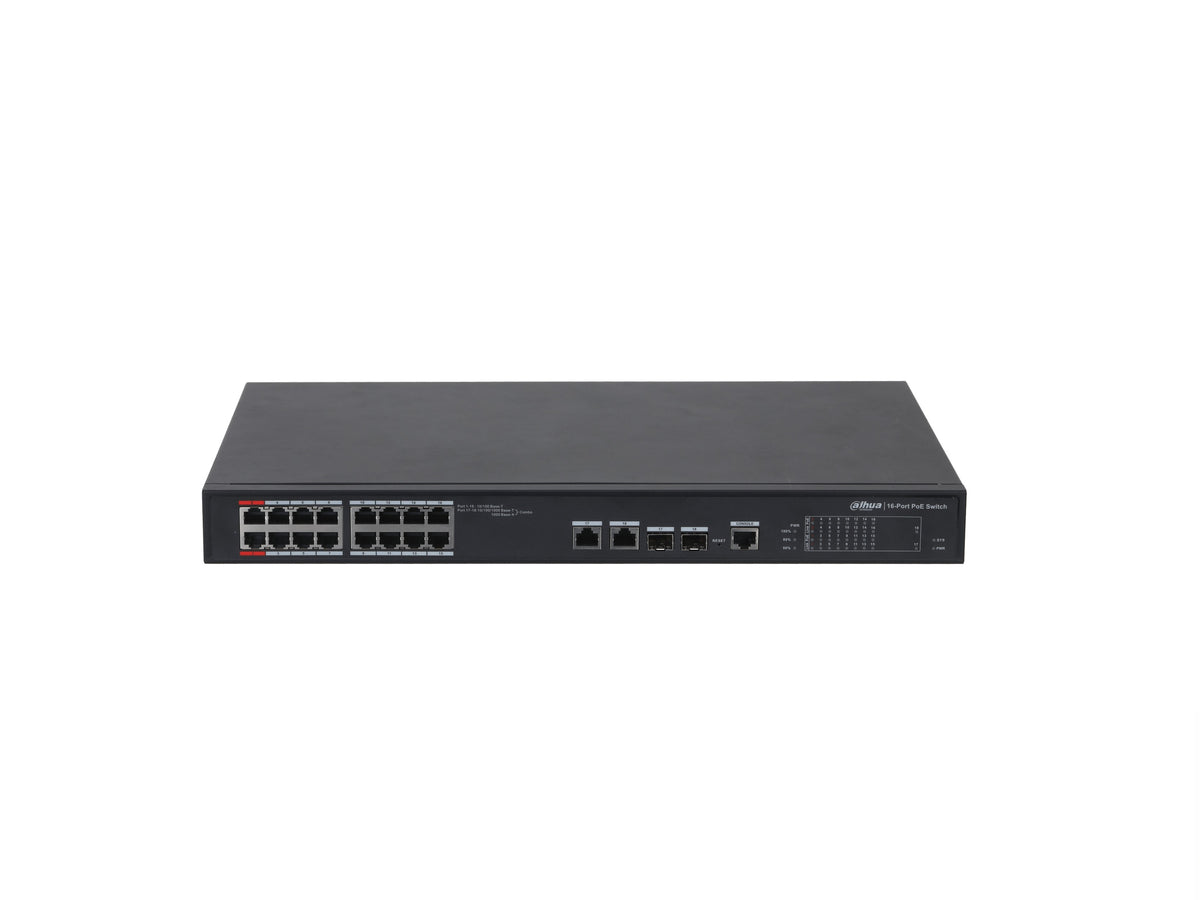 DAHUA®|PFS4218-16ET-240-V3|3 YR WTY. 16x PoE+ (2x 90W), 240W L2 Switch ...